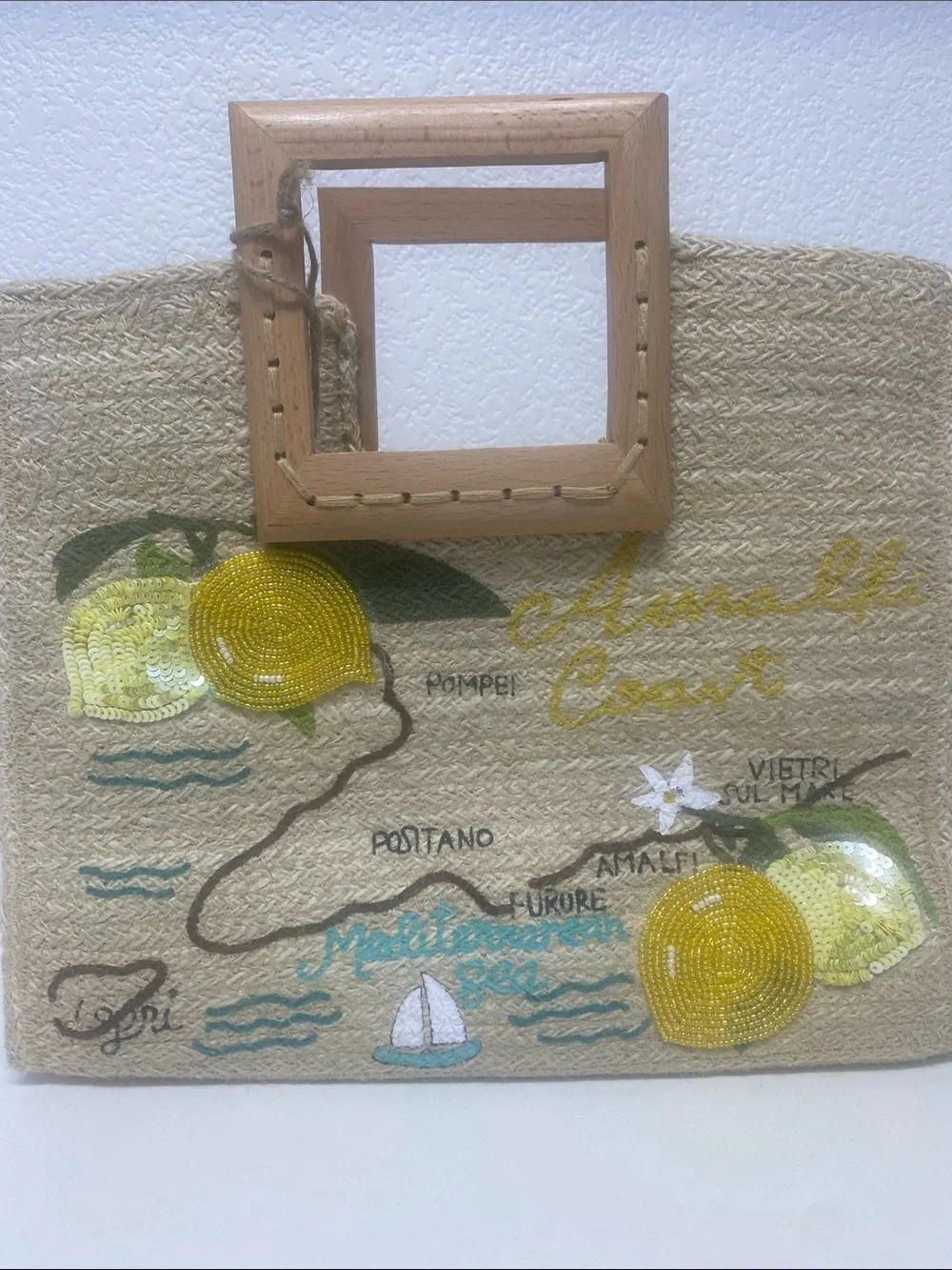 Antik Kraft | Bags | Antik Kraft Natural Straw Tote With Yellow Sequin ...